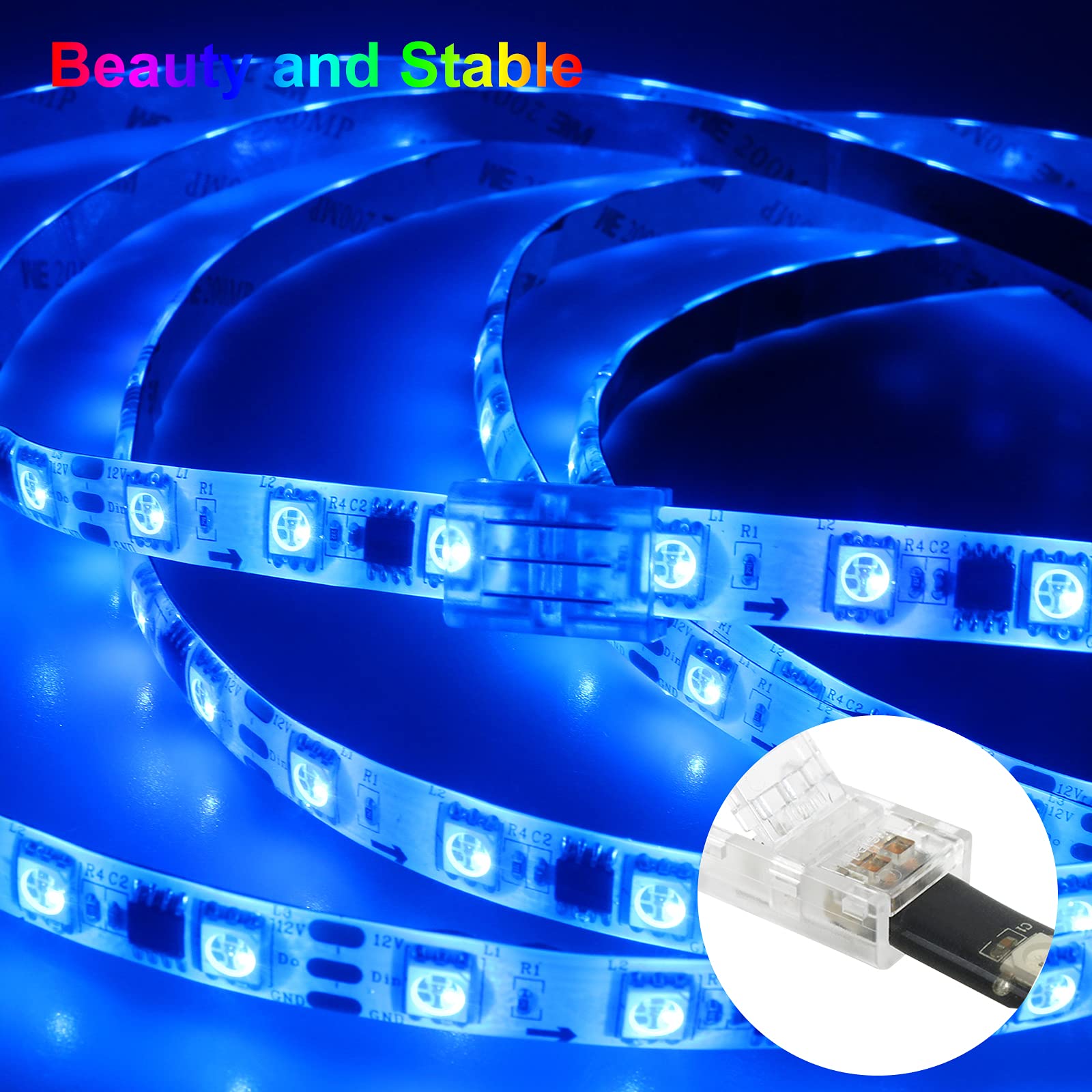 RGBZONE 10Pcs LED Strip Connectors 3 Pin Gapless Solderless Quick Connector for 10mm Waterproof and Non-Waterproof WS2811 WS2812B LED Strip Lights