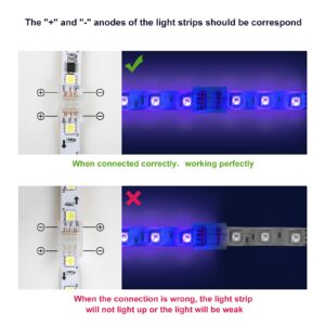 RGBZONE 10Pcs LED Strip Connectors 3 Pin Gapless Solderless Quick Connector for 10mm Waterproof and Non-Waterproof WS2811 WS2812B LED Strip Lights