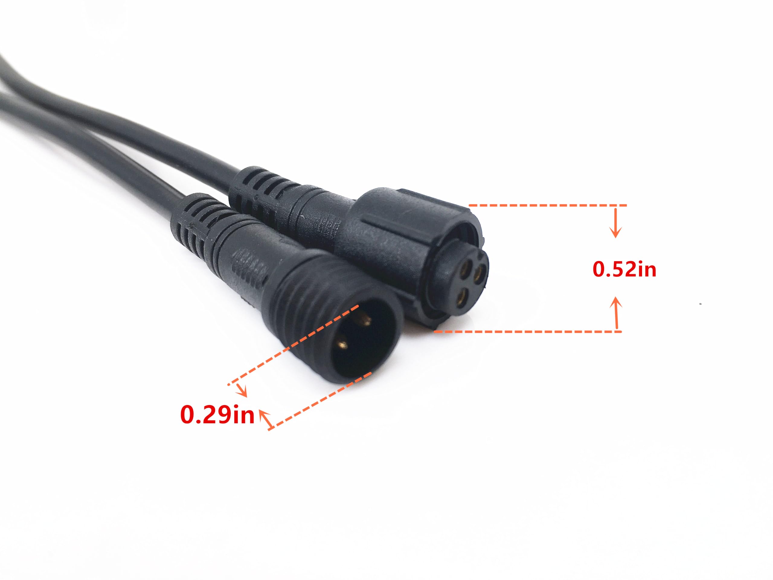 6 Pair Black 3 Pin Waterproof Connector，Waterproof Male Female Connector Cable led Connector，led 3 pin Waterproof Connector ，for for Garden Lights Path Lighting,Indoor/Outdoor LED Strip Lights