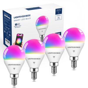 lightinginside smart light bulbs 50w equivalent, wifi g16 1/2 candelabra e12 ceiling fan smart bulb compatible with alexa/google assistant/smart life, 5w 550lm, 2.4g wifi only, etl listed, 4pcs