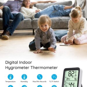 Govee Smart Humidifier H7141 Bundle with Govee Bluetooth Digital Hygrometer Indoor Thermometer, Room Humidity and Temperature Sensor Gauge with Remote App Monitoring, Large LCD Display