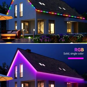 Skzlibry 91FT IP67 RGB+IC Outdoor Led Strip Lights Waterproof Led Light Strips with RF Remote &Bluetooth Music Sync App Control,Color Changing (RGB+IC, 560LED)