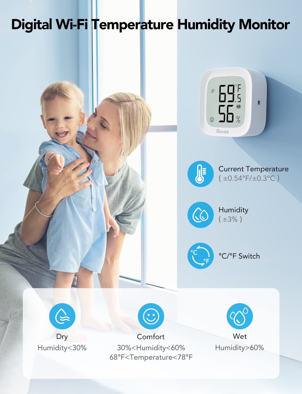 Govee WiFi Hygrometer Thermometer H5179 Bundle with Govee WiFi Digital Hygrometer Thermometer H5103 for Indoor Home Bedroom