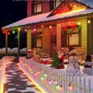 Govee 50ft Permanent Outdoor Lights Bundle with Govee Outdoor Light Show Box, Bluetooth Smart Group Control 10 Devices, IP65 Waterproof, Battery Powered, USB Charged, Support Outdoor and Indoor Lights