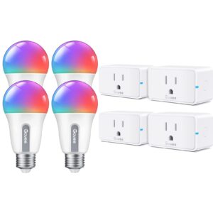 govee smart plug, wifi bluetooth outlets 4 pack bundle smart light bulbs, wifi bluetooth color changing light bulbs work with alexa and google assistant