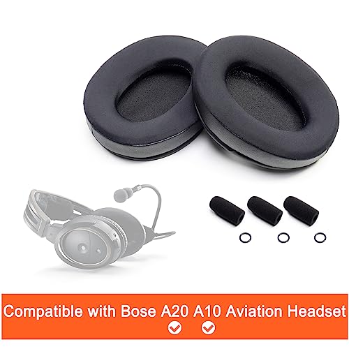 Voarmaks Aviation Headset Ear Pads with Cooling Gel and Memory Foam Compatible with Bose A20 A10 Refresh Kit with 1 Pair Ear Pads and 3 Microphone Foam Covers