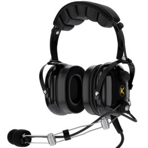 kore aviation p1 general aviation headset for pilots | mono, 24 db passive noise reduction rating, noise canceling microphone, acoustic foam ear cups, aux port for mp3 music input with ga dual plugs