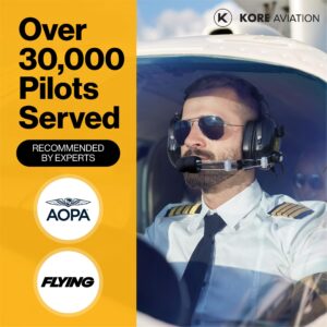 KORE AVIATION P1 General Aviation Headset for Pilots | Mono, Passive Noise Reduction, Noise Canceling Microphone, Acoustic Ear Cup, AUX Port, GA Dual Plug with Headset Bag (2 Items)