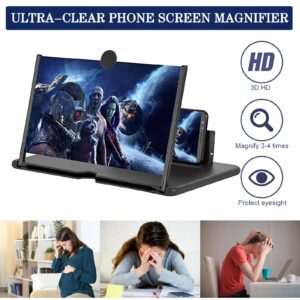 Kairry 12" Screen Magnifier for Smartphone 3D HD Mobile Phone Screen Magnifier Video Expandable HD Screen Foldable for Watching Movies Videos, Playing Games, for All Smartphones（Blak）