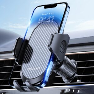 miracase phone holders for your car with newest metal hook clip, air vent cell phone car mount, universal automobile cradle fit for iphone android and all smartphones, dark black