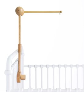 sorrel + fern wooden baby crib mobile arm, 3d 360° adjustable - baby mobile holder arm (31 inch, 100% natural beech wood) - strong anti slip attachment - nursery décor