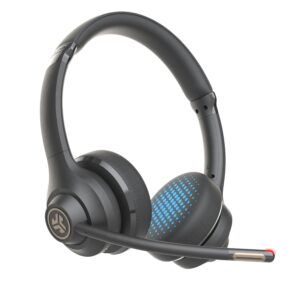 jlab go work gen 2 wireless headsets with microphone - 55+ playtime pc bluetooth headset and multipoint connect to laptop computer and mobile - wired or wireless (bluetooth or usb dongle) headphones