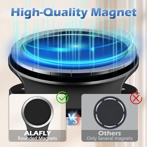 ALAFLY Detachable Magnetic Phone Holder for Laptop & Car, Foldable Desk Phone Stand, Adjustable Magnetic Phone Tripod Mount Adapter with 1/4" Screw Design for MagSafe iPhone and All Phones, Black