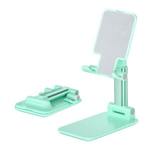 ogmaple cell phone stand, angle height adjustable cell phone holder with silicon pad for desk fully forldable mobile phone holder compatible with all mobile phones, mt-6, (green)