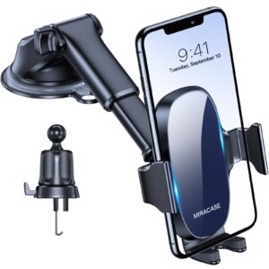 miracase 3-in-1 cell phone holders for your car, universal car phone holder mount for dashboard air vent windshield compatible with iphone 15 14 13 12 14 pro max xs xr x, galaxy blue