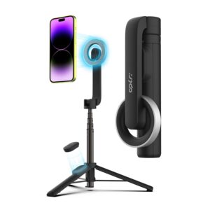 cplr: magstik magnetic selfie stick tripod stand with bluetooth remote control shutter 27" extendable cell phone holder mount compatible with magsafe for iphone 15 14 13 pro max mini - black