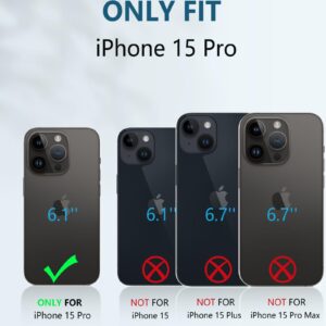 FNTCASE for iPhone 15 Pro Case: Military Grade Drop & Shock Protection Cell Phone Cover with Kickstand & Slide | Rugged Protective Bumper Textured | Heavy Duty Protector(Black)