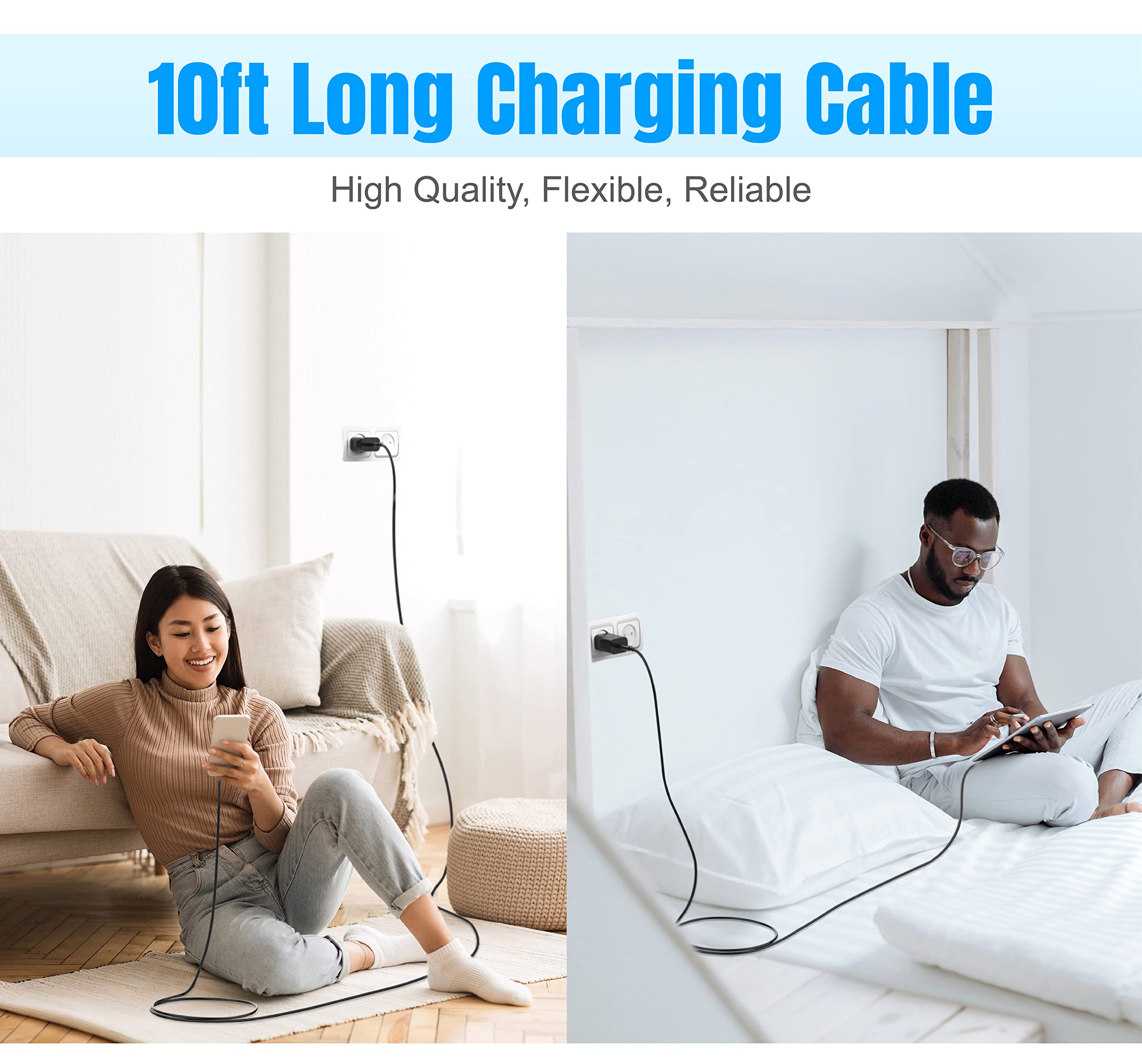 Type C Fast Charger, for Samsung Charger Android Phone USB C Charger Block, Charge Cable 10ft for Galaxy S23/S23+/S22/S21/S20/S10e/S9/S8/Note20/Note10/Note9/Z Fold 3/4/5 2-Pack