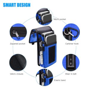 KATOLK Dual Phone Holster,Belt Phone Pouch, Large Smartphone Pouch Cell Phone Holder, Multi-Purpose Tactical Phone Pouch, Cell Phone Holder for Work, Hiking, Camping, Barbecue, Rescue (Blue, XL)