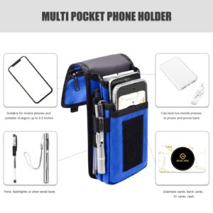 KATOLK Dual Phone Holster,Belt Phone Pouch, Large Smartphone Pouch Cell Phone Holder, Multi-Purpose Tactical Phone Pouch, Cell Phone Holder for Work, Hiking, Camping, Barbecue, Rescue (Blue, XL)