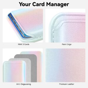 Amzone Stronger Magnetic Magsafe Wallet Cell Phone Card Holder for iPhone 15 Series, RFID Leather Phone Wallet Stick on Series of iPhone 14/13/12 Pro/Promax and Magsafe Devices, Rainbow