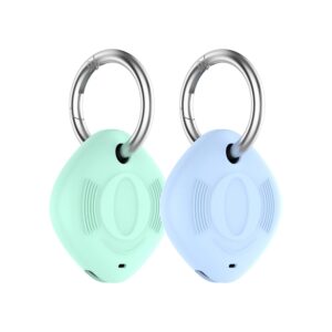 propector case compatible with samsung galaxy smarttag/smarttag+ case,soft silicone lightweight keychain anti-scratch protevtive skin cover for galaxy smarttag (blue+green)