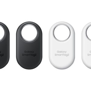 SAMSUNG SmartTag2 (2023) Bluetooth + UWB, IP67 Water and Dust Resistant, Findable via App, 1.5 Year Battery Life (4-Pack) - Black/White