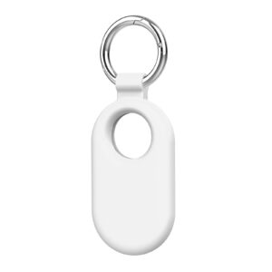 Silicone Case Compatible with Samsung Galaxy SmartTag 2, Anti-Scratch Silicone Protective Skin Cover for SmartTag 2 (2023) with Keychain (White)