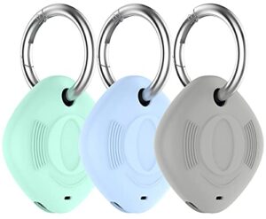 tencloud 3-pack cases compatible with samsung galaxy smarttag tracker finder portable silicone durable key ring case for galaxy smarttag (blue+teal+gray)