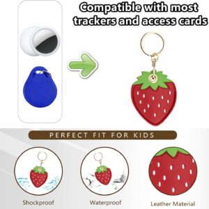 Leather Keychain Holder Case Compatible with Apple AirTag, Cute Protective Air Tag Cover with Keychain Ring, Anti-Scratch Finder GPS Tracker Case for Wallet Keys(Strawberry-Lemon)