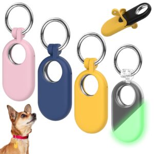 for samsung smart tag 2 case, [easy installation] 4 pack gps tracker holder with key ring, silicone protective cover for samsung galaxy smarttag2, gps item finders accessories for keys, luggage, pets