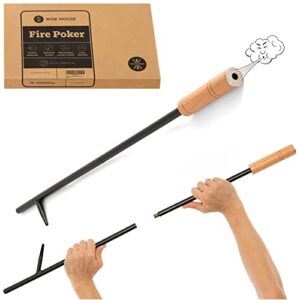 wise moose 34 inch fire poker for fire pit outdoor - blow poke, fireplace poker with wooden handle - campfire poker, fire pit poker, fire poker for fire pit with wooden handle,