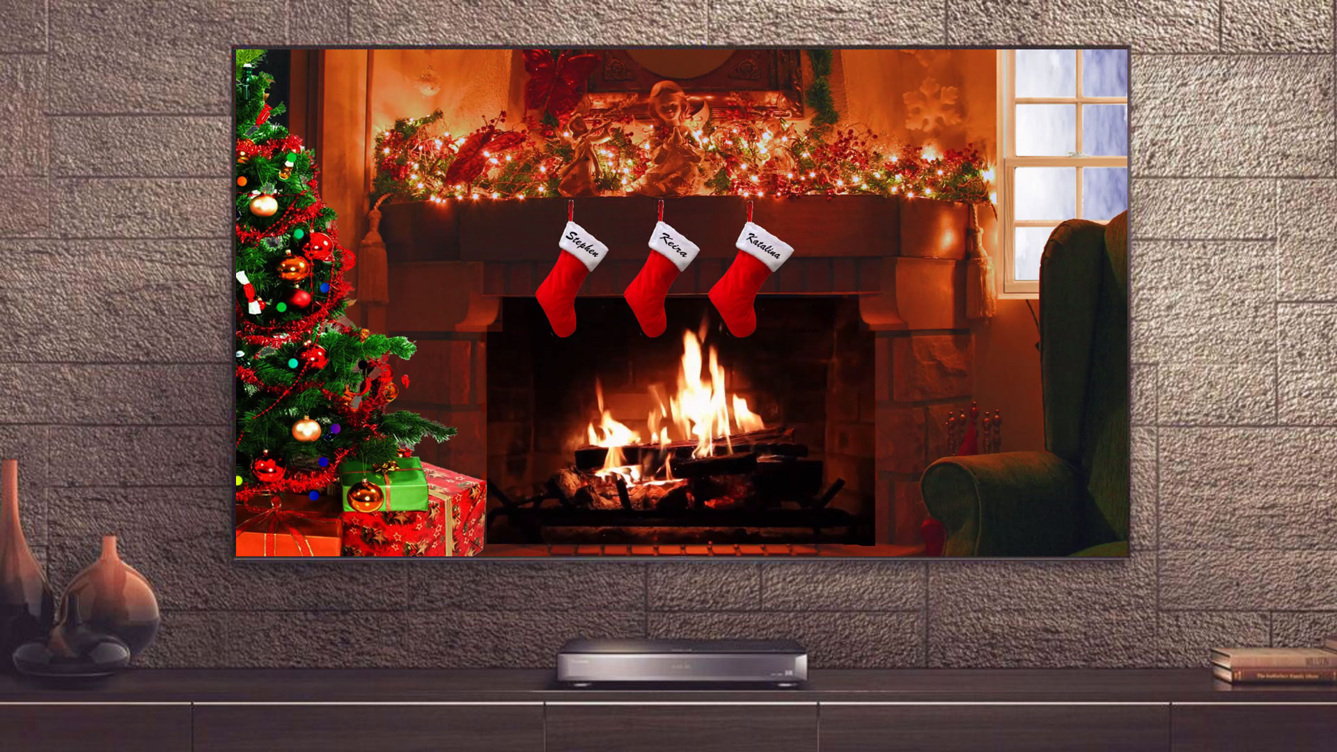 Festive Yuletide Fireplace: Ambient Xmas Flames with Crackle and Holiday Melodies For Tablets & Fire TV - NO ADS