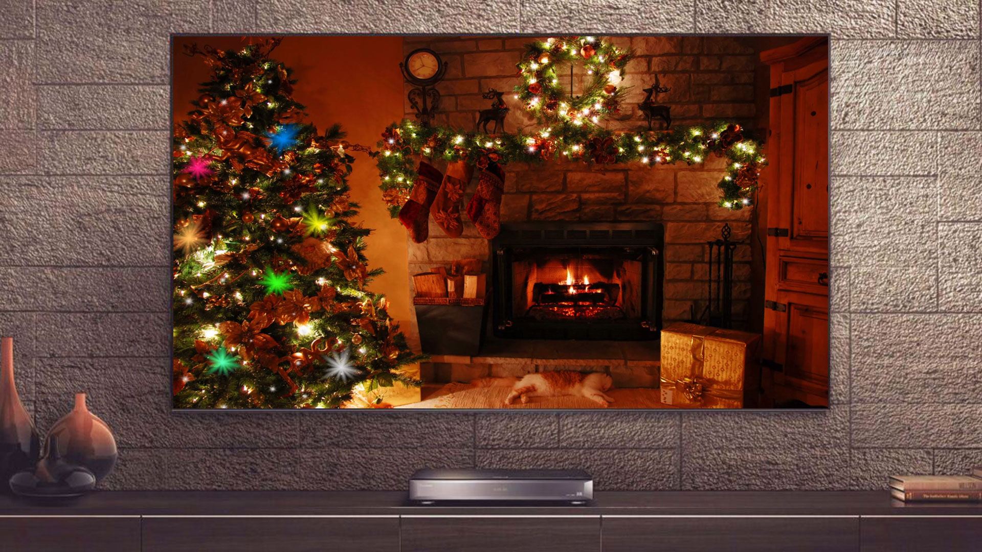 Festive Yuletide Fireplace: Ambient Xmas Flames with Crackle and Holiday Melodies For Tablets & Fire TV - NO ADS