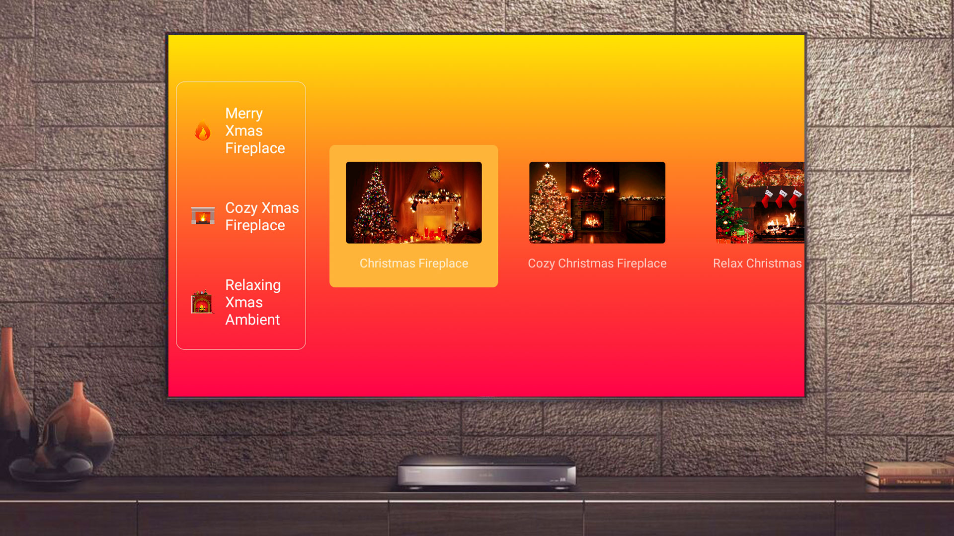 Festive Yuletide Fireplace: Ambient Xmas Flames with Crackle and Holiday Melodies For Tablets & Fire TV - NO ADS