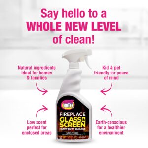 Quick N Brite Fireplace Glass Cleaner 24oz, with Sponge and Microfiber Towel