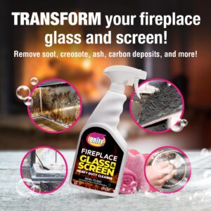 Quick N Brite Fireplace Glass Cleaner 24oz, with Sponge and Microfiber Towel