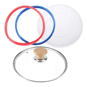 9 inch tempered glass lid for instant pot 6 quart, silicone lid silicone cover for instant pot 6 quart, silicone sealing rings for instant pot 5 qt or 6 qt (2 pack), set of 4 instant pot accessories