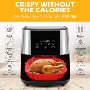 FROVEN Air Fryer Silicone Liners 8.5 inch Thick Pot Liners for Air Fryer Basket Square 2Pcs Airfryer Liners Suitable for Ninja, COSORI, Chefman, DASH, Gourmia and other Air Fryers Liners Accessories