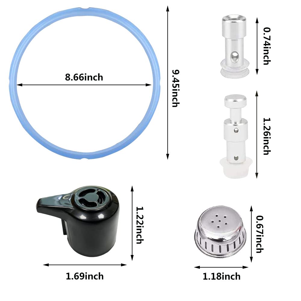 Sealing Ring and Steam Release Handle,Float Valve Replacement Parts with Anti-Block Shield For Instant Pot Duo5,6Quart (5/6QT)