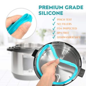 8QT Silicone Sealing Ring 3 Pack with Steam Release Valve Compatible for Instant Pot Duo and Float Valve Sealer, Savory Sky Blue & Sweet Cherry Red & Common Transparent White …