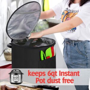 Luxja Dust Cover for 6 Quart Instant Pot (Enclosed on the Bottom), Zipper Closure Cover for 6 Quart Instant Pot (with Accessories Pockets, Patent Design), Black (Medium)