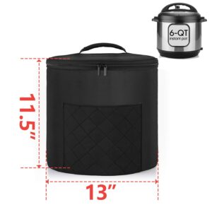 Luxja Dust Cover for 6 Quart Instant Pot (Enclosed on the Bottom), Zipper Closure Cover for 6 Quart Instant Pot (with Accessories Pockets, Patent Design), Black (Medium)