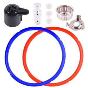 wxj13 replacement float valve set for instant pot duo 5, 6 quart qt, steam release handle sealing ring steam release valve and float valve seal anti-block shield