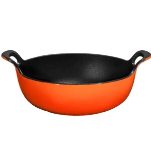 bruntmor 3 quart black enameled cast iron dutch oven, cast iron skillets, dutch oven pot dish, le creuset dutch oven cast iron biryani pot, 3qt instant pot bakeware sets, casserole dishes for oven""