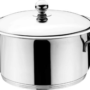 Stainless Steel Stockpot Stew Pot Casserole Soup Pot with Heat-Resistant Double Handle,Mirror Polished Stockpot 10.4 Quart with Lid,Professional Home Chef Grade Clad Pot for Induction Stovetop