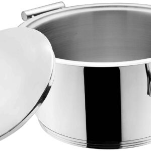 Stainless Steel Stockpot Stew Pot Casserole Soup Pot with Heat-Resistant Double Handle,Mirror Polished Stockpot 10.4 Quart with Lid,Professional Home Chef Grade Clad Pot for Induction Stovetop