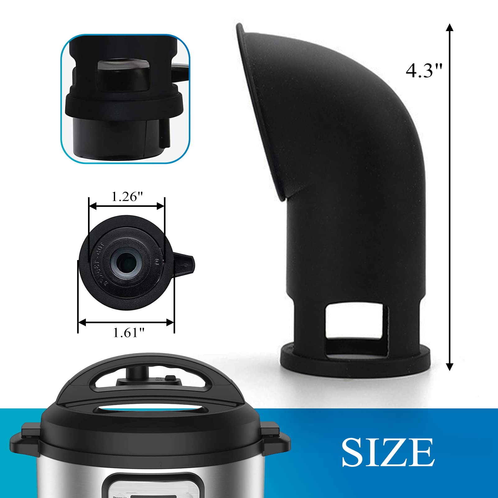 GXF Steam Release Diverter, Silicone Black Steam Diverter Kitchen Accessories for Instant Pot DUO,DUO Plus, Smart Pressure Cooker, Compatible With Mini, 3 Qt 5 Qt 6 Qt 8 Qt Pressure Valve (DUO/Smart)