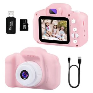 nynicorny kids camera, children digital rechargeable cameras toddler educational toys, mini children video record camera with 1080p hd 2 inch screen & 32gb sd card for birthday (pale pink)…