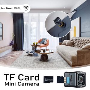 Mini Spy Camera with 32GB Micro SD Card Hidden Camera with Night Vision and Audio Motion Detection Small Nanny Camera for Home Security No WiFi